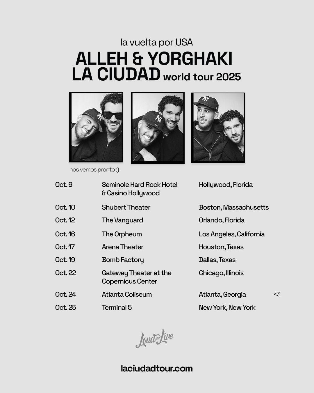 Alleh & Yorghaki lanzan LA CIUDAD TOUR por Estados Unidos: fechas ...